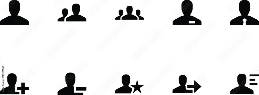 man person. male men human icon. plus star icon set. sign black design ...