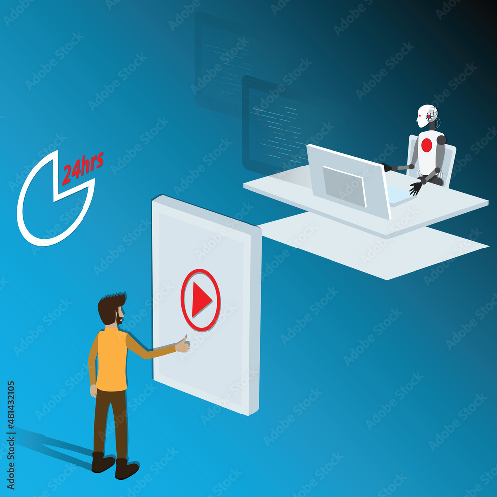 Flat design of AI technology,AI and deep learning use for created a ...