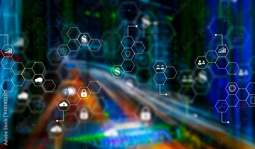 3D render ERP Enterprise Resource Planning system on virtual screen ...