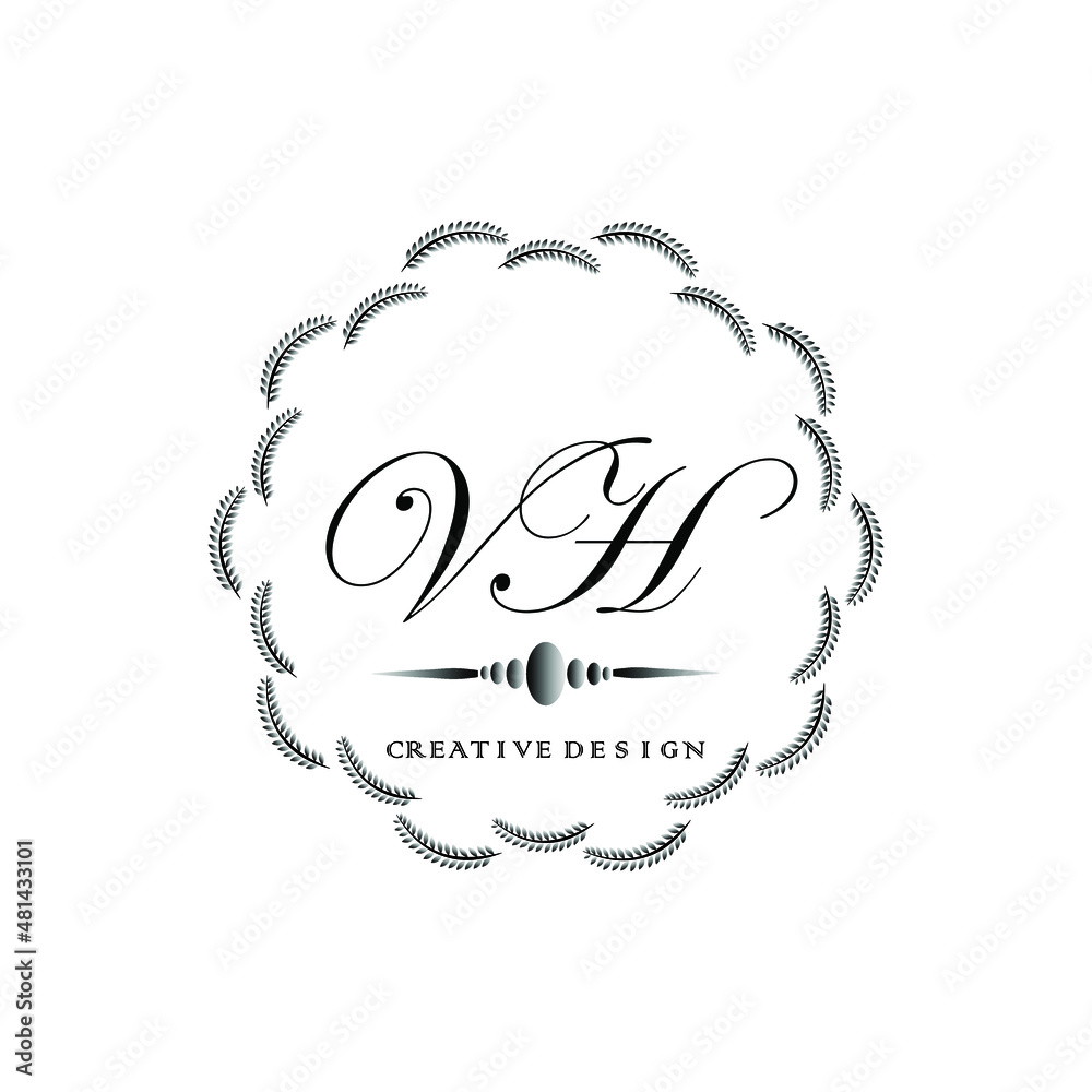 V H,VH creative letter logo design,V H calligraphy letter logo design ...