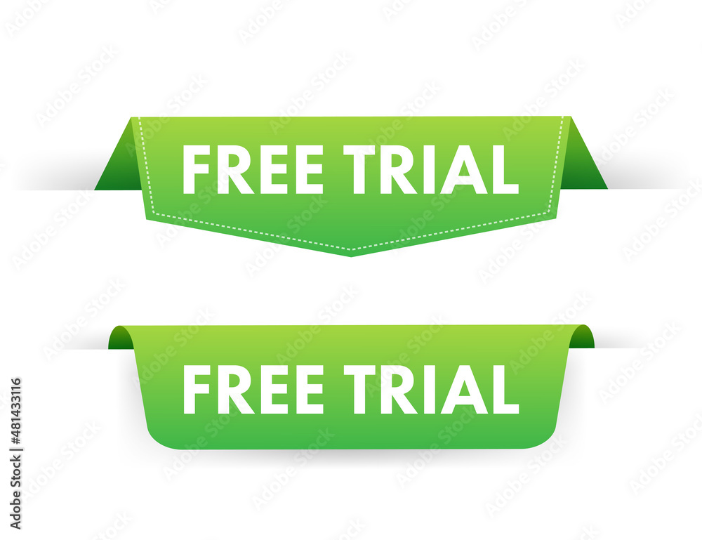 Free trial flat banner on white background. Product advertising. Web ...