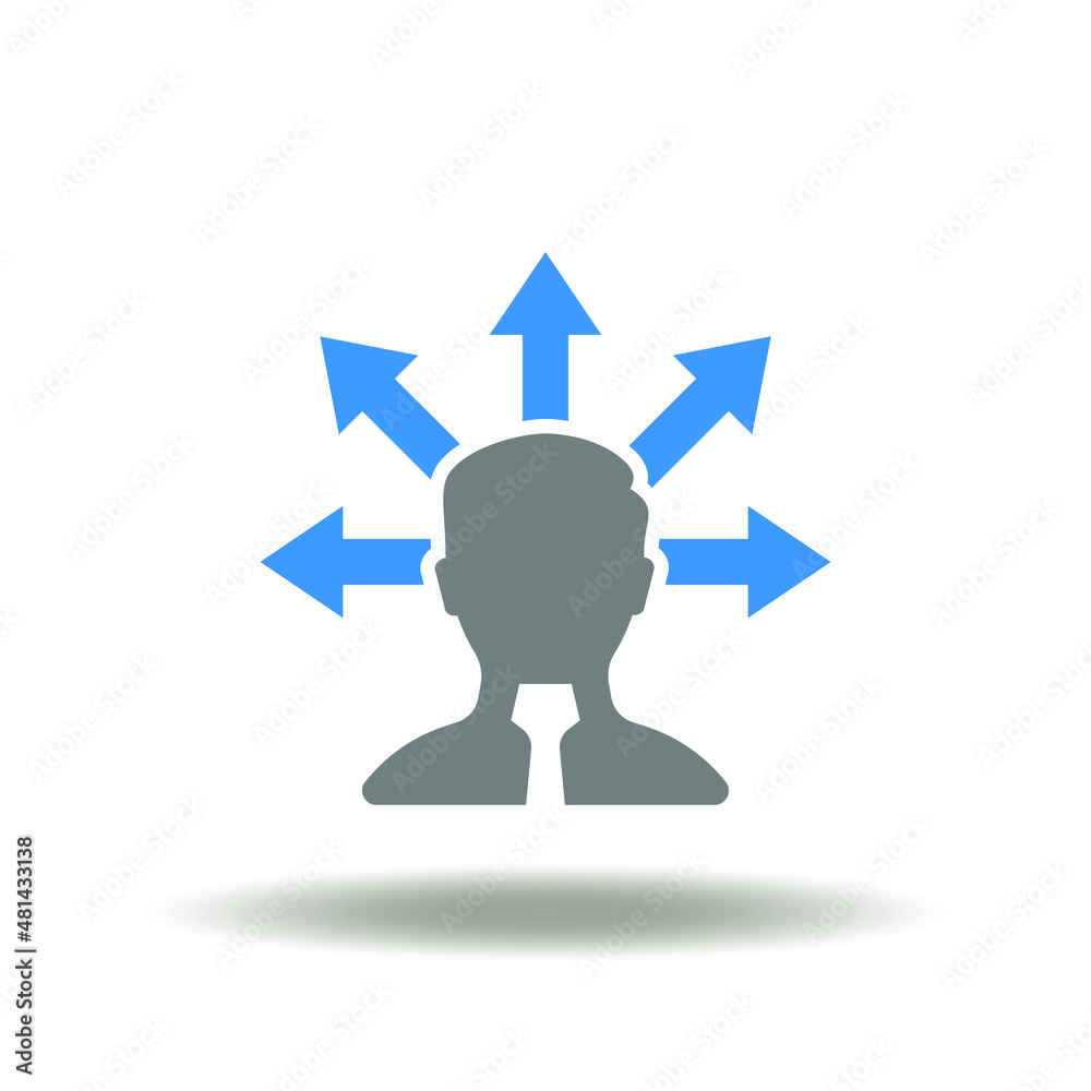 Vetor de Vector illustration of man with arrows different direction ...