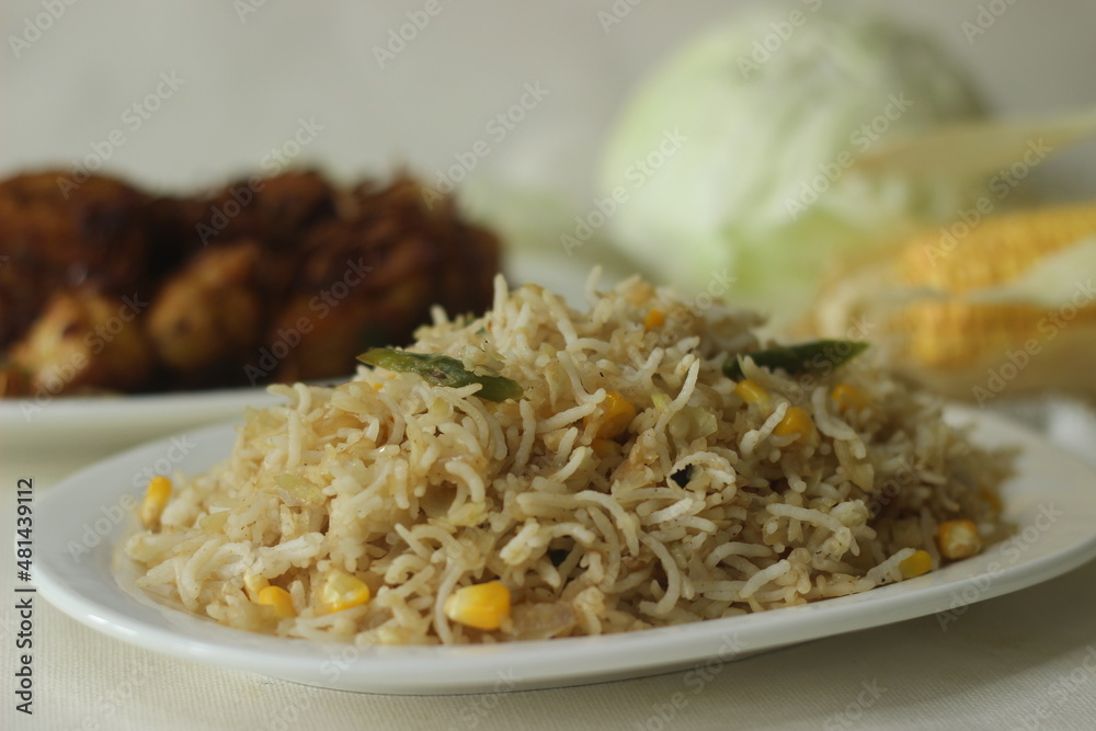 Cabbage corn fried rice. A tasty rice dish with sauteed cabbage and ...