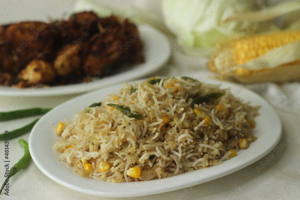 Cabbage corn fried rice. A tasty rice dish with sauteed cabbage and ...