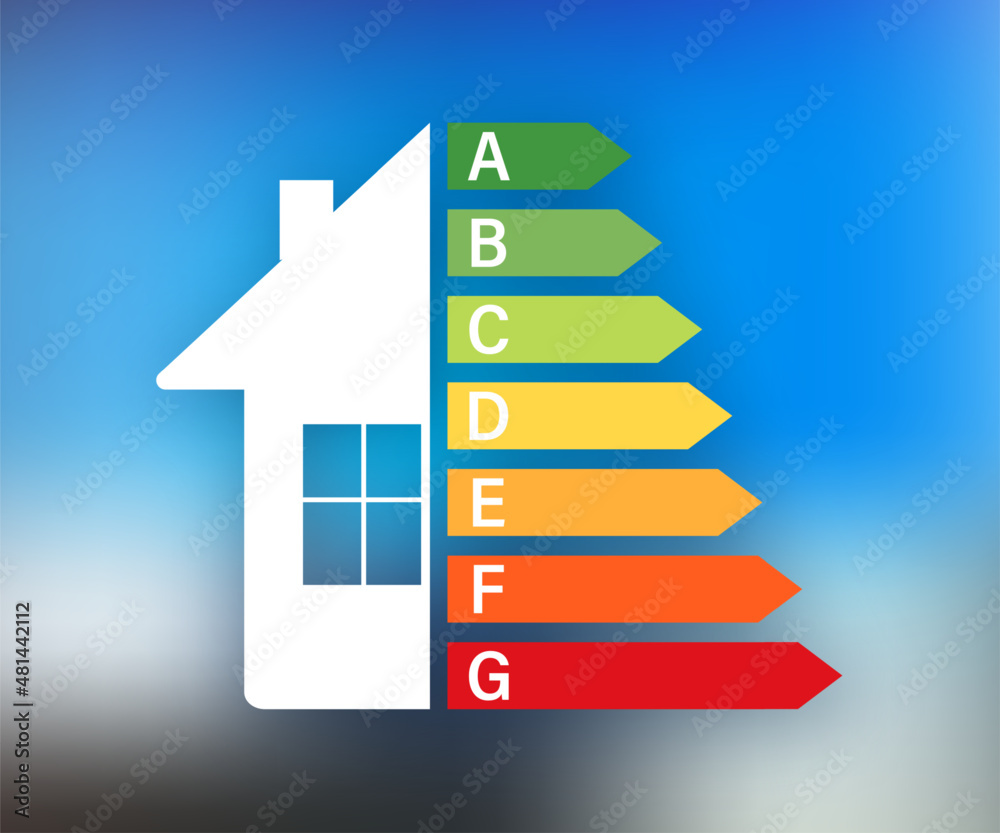 Energy efficiency chart and house concept. Home icon vector. Solar ...