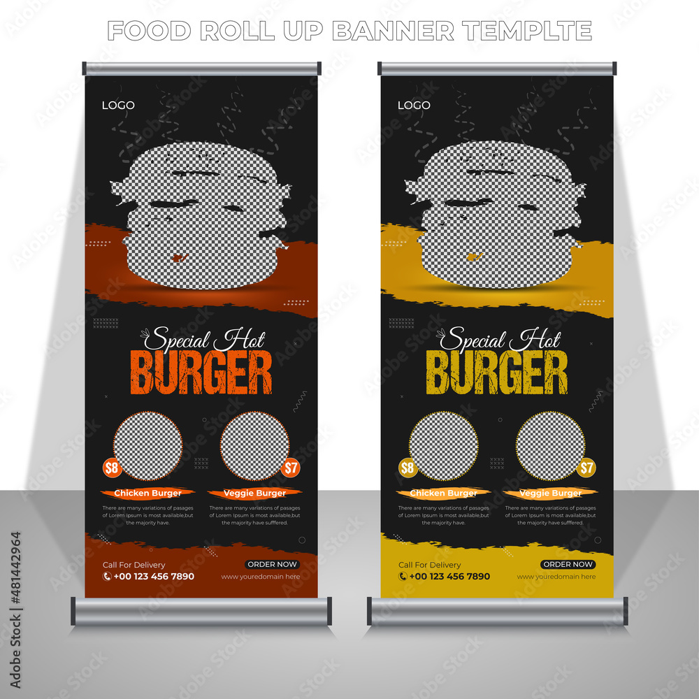 Restaurant food menu standee roll up banner design template Stock ...