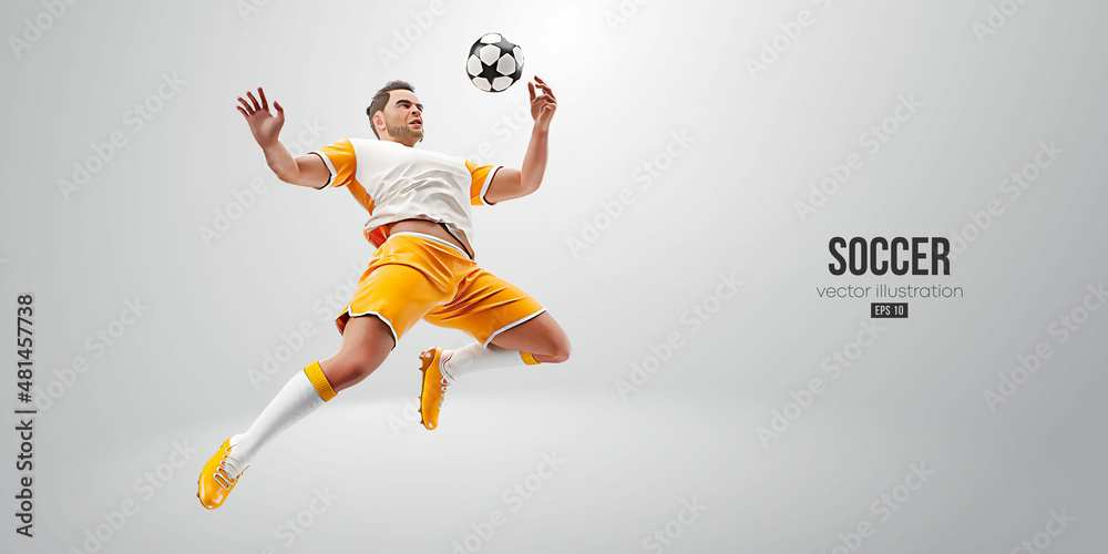 football soccer player man in action isolated white background. Vector ...