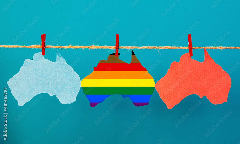 Australian map and flag with color Rainbow LGBT, Transgender, LGBTQ+ ...