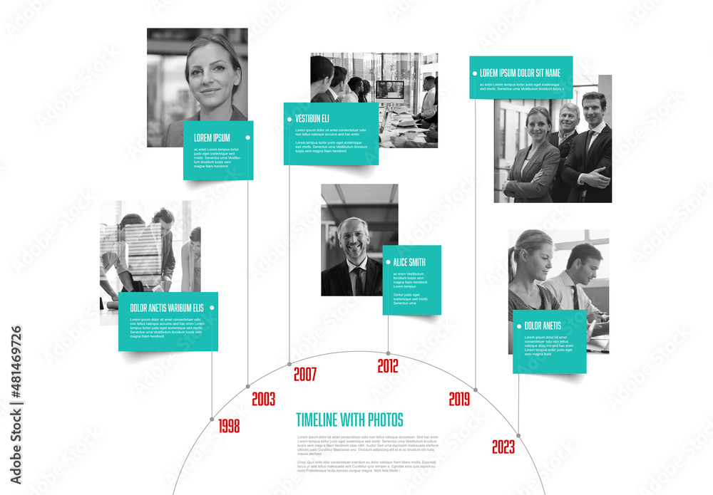 Simple Minimalistic Circle Photo Timeline with Teal Accent Stock ...