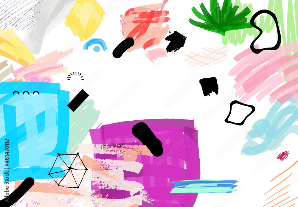 Set of Artistic Hand Drawn Scribbles with Marker and Ink Stock Template ...