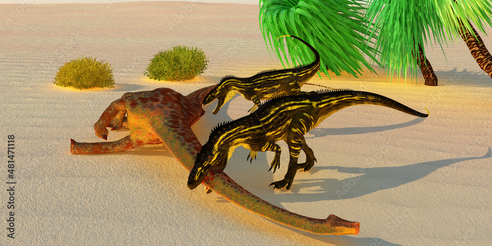 Torvosaurus attacks Diplodocus - Two carnivorous Torvosaurus bring down ...