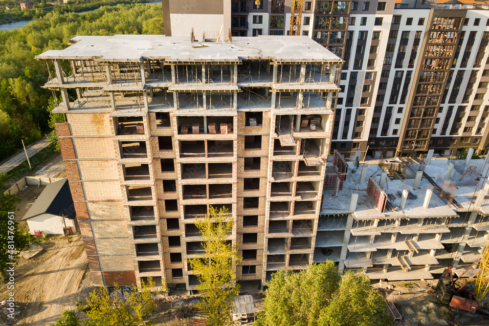 High multi storey residential apartment buildings under construction ...