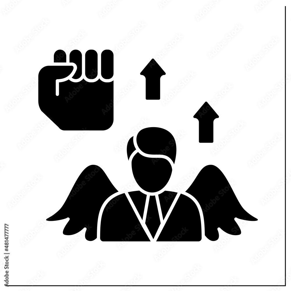 Boost morale glyph icon.High-morale workplaces increased employee ...