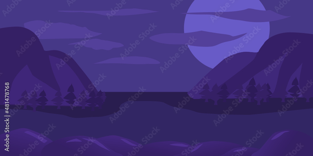 Hand drawing, nature landscape illustration unspoiled scenery, with ...