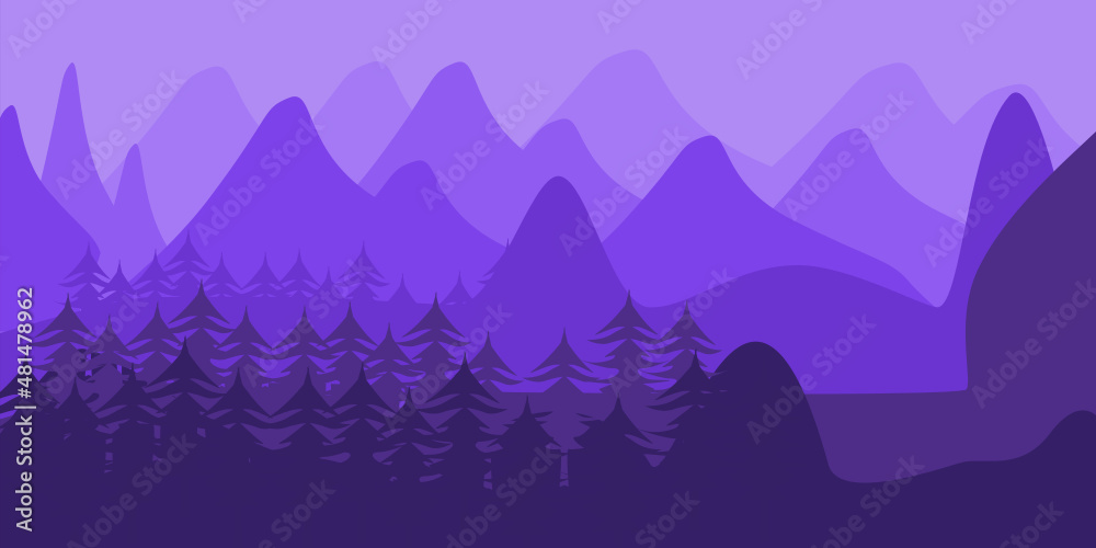 Hand drawing, nature landscape illustration unspoiled scenery, with ...