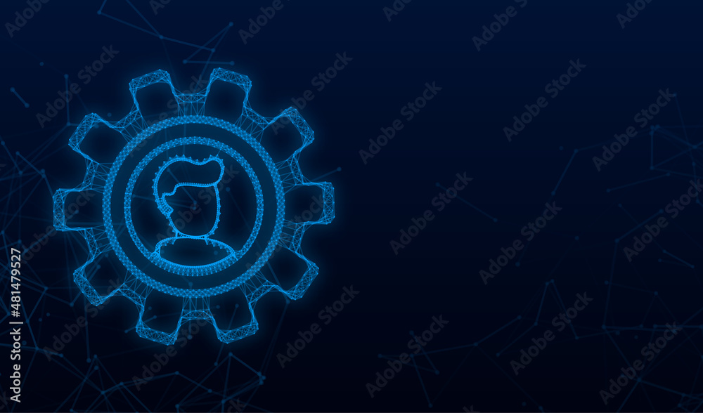 Workforce planning in plexus style. Process chart. 3d icon with ...