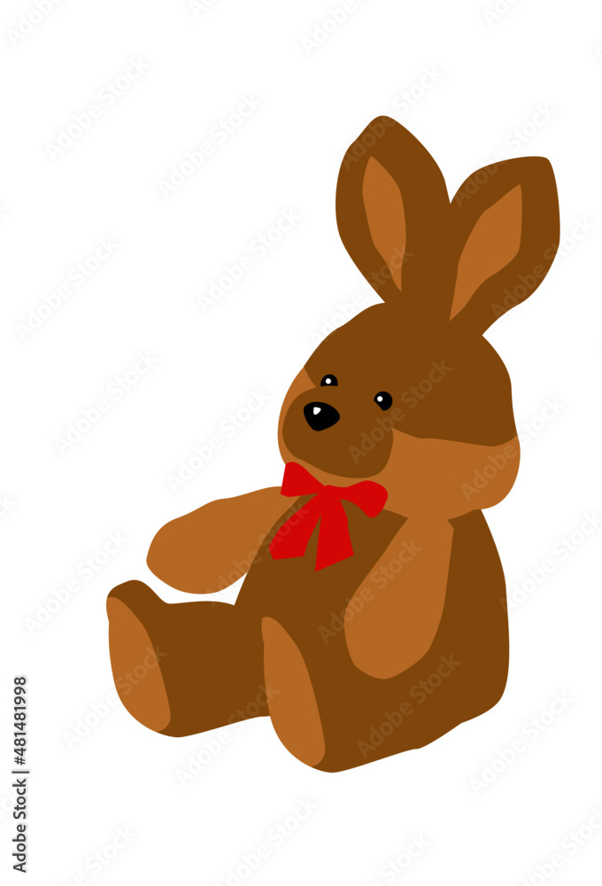 Sad hare from childhood. Forgotten soft toy. Vector image for prints ...