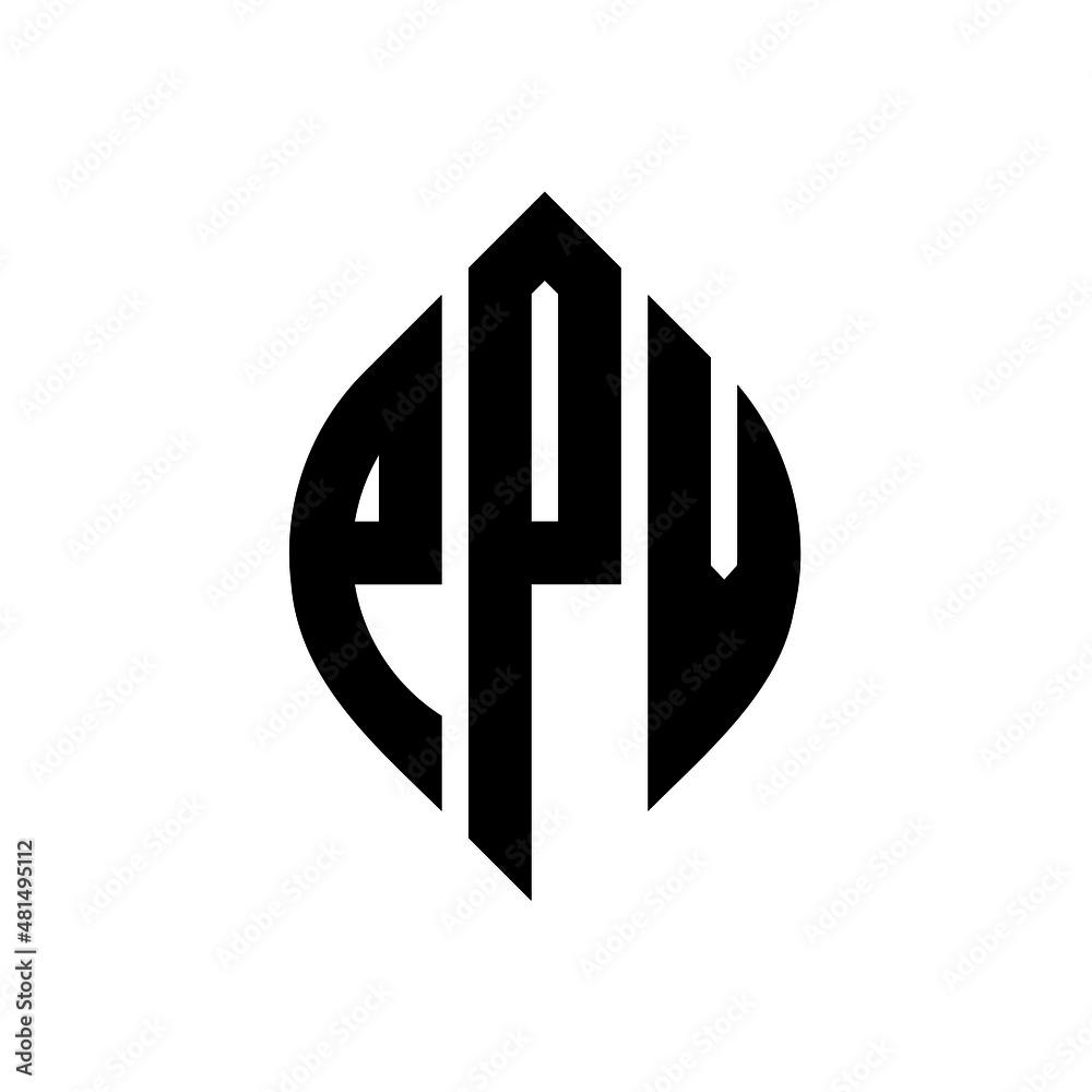 PPV circle letter logo design with circle and ellipse shape. PPV ...