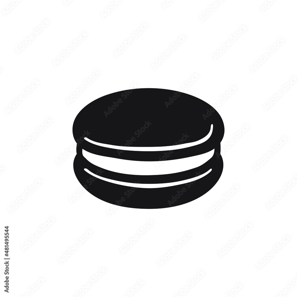 Black single macaroon icon. Simple modern sweetness flat design pictogram, clipart vector ...