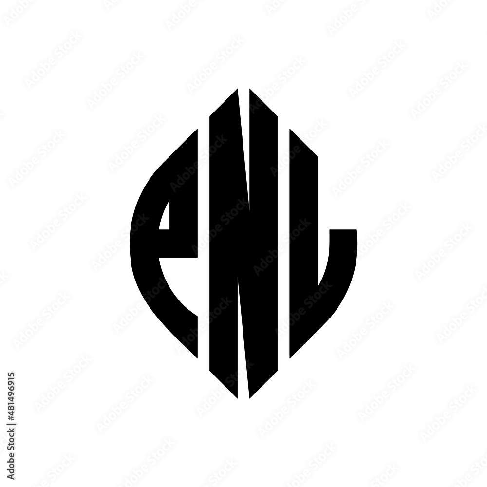 PNL circle letter logo design with circle and ellipse shape. PNL ...