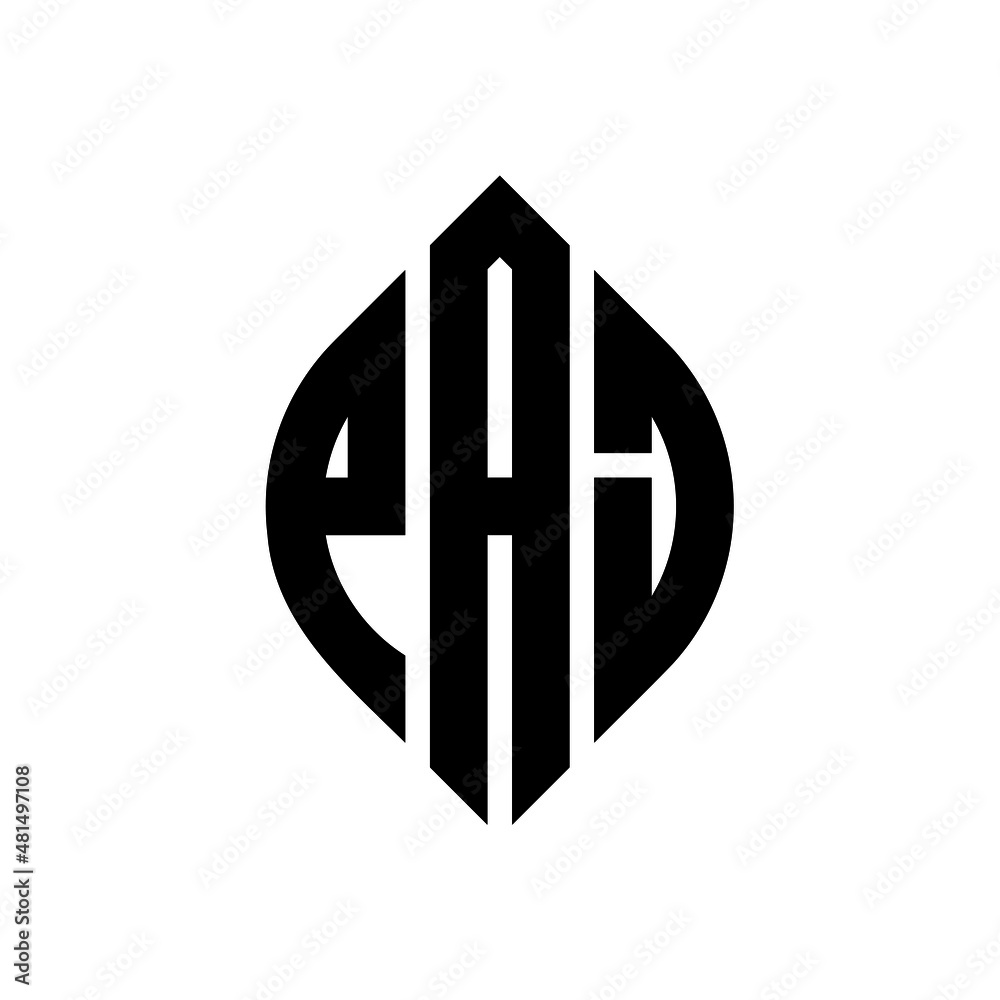 PAJ circle letter logo design with circle and ellipse shape. PAJ ...