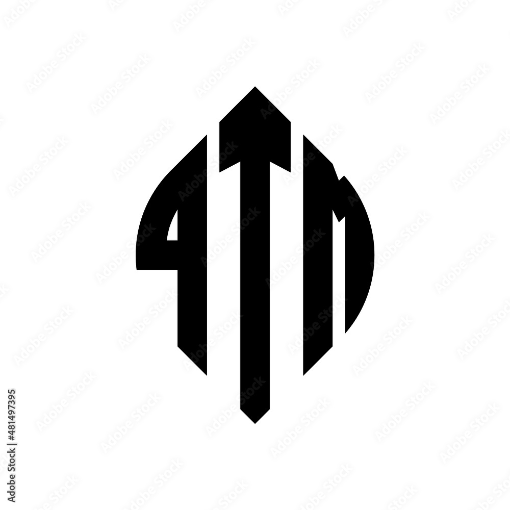 QTM circle letter logo design with circle and ellipse shape. QTM ...