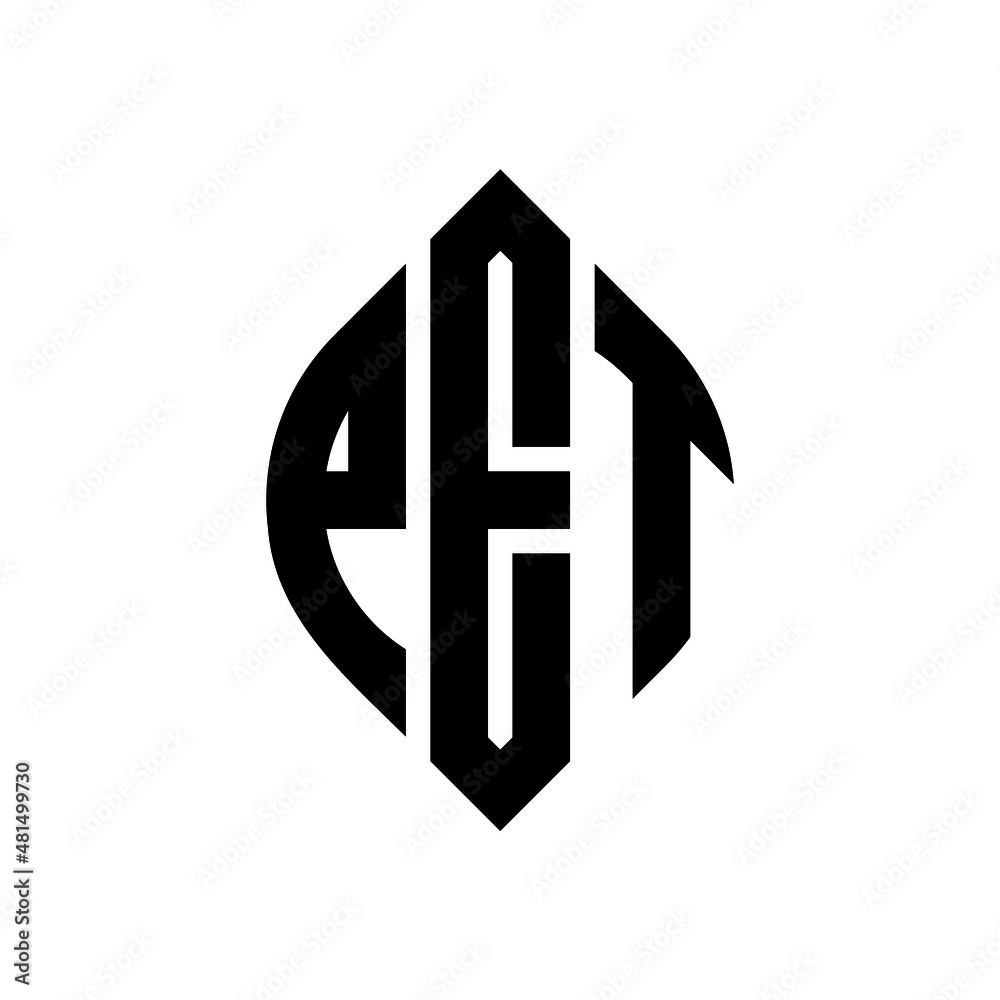 PET circle letter logo design with circle and ellipse shape. PET ...