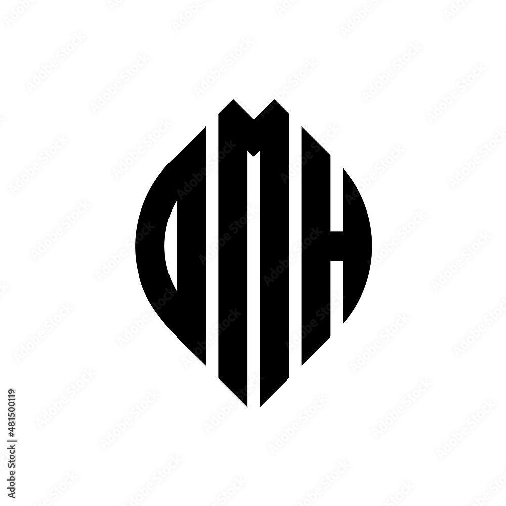 OMH circle letter logo design with circle and ellipse shape. OMH ...