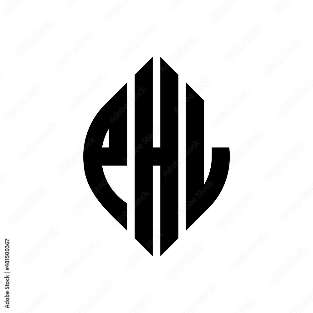 PHL circle letter logo design with circle and ellipse shape. PHL ...