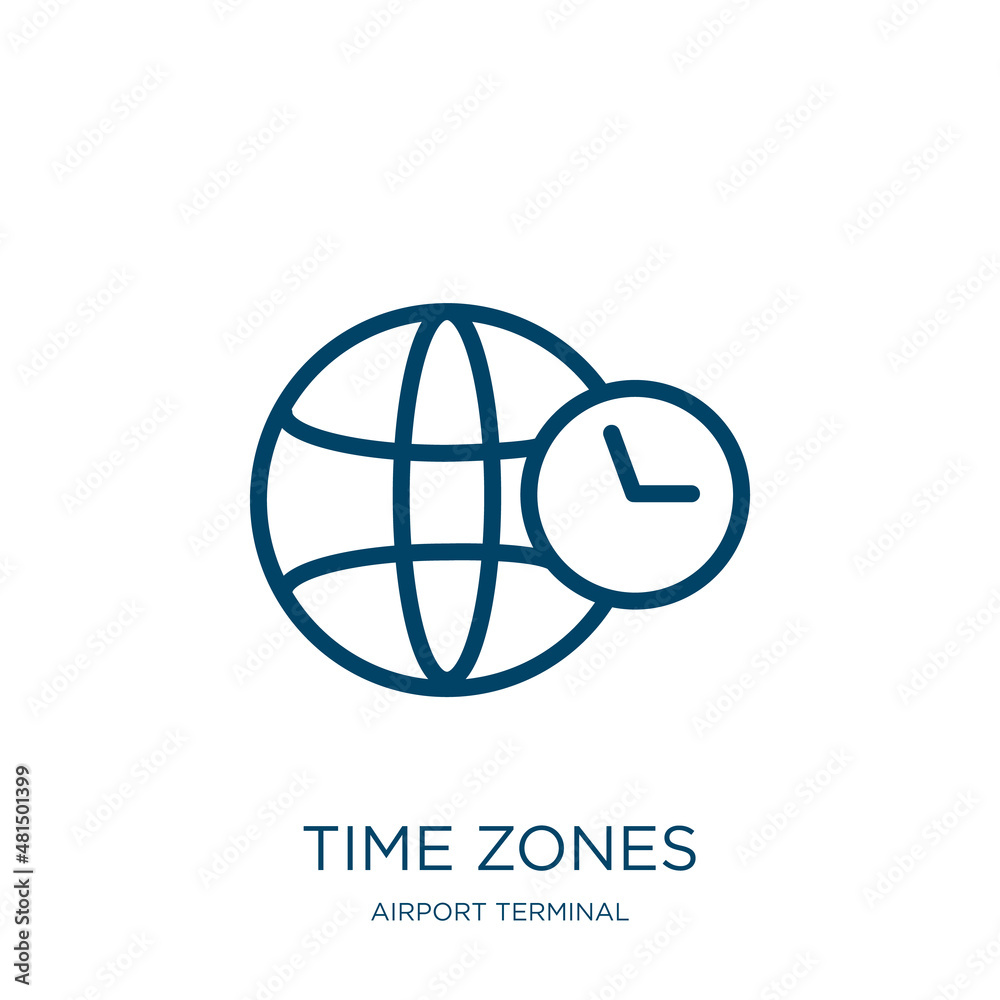time zones icon from airport terminal collection. Thin linear time ...