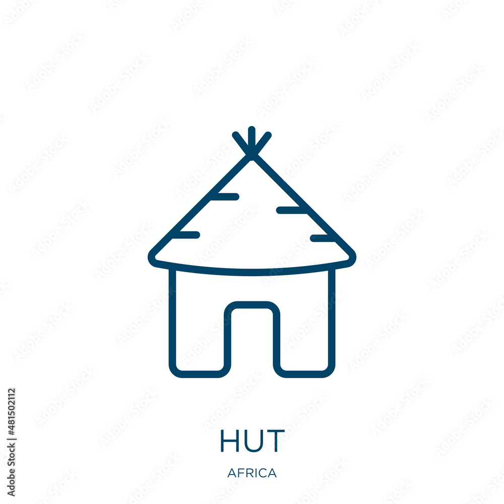 hut icon from africa collection. Thin linear hut, nature, travel ...