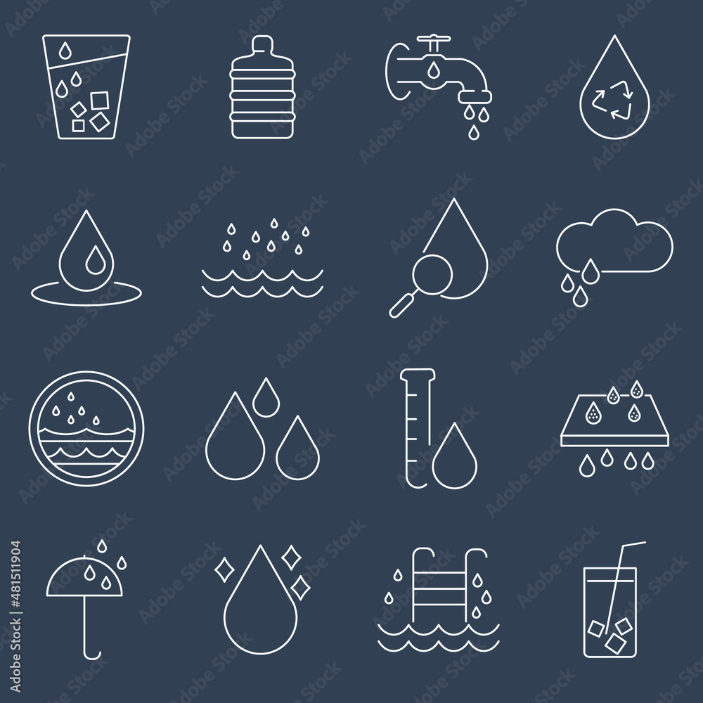 water icon set . water pack vector elements for infographic web. with ...