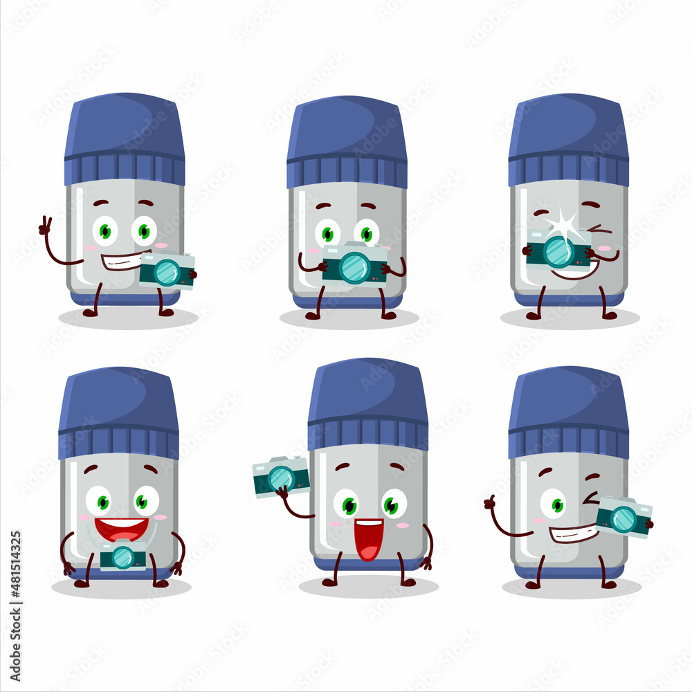 Photographer profession emoticon with blue whiteboard marker cartoon ...