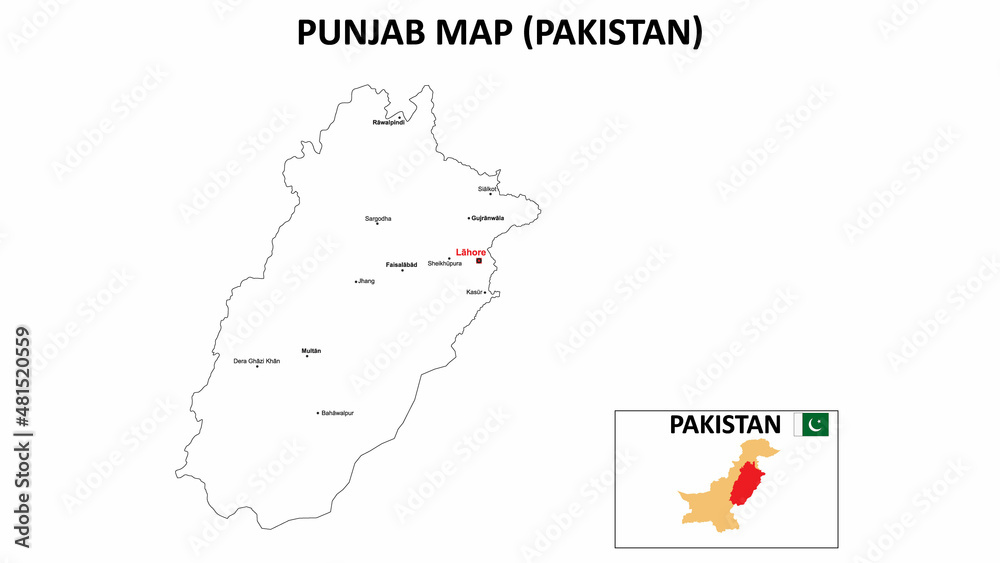 Punjab Map. Punjab Map of Pakistan with color background and all states ...