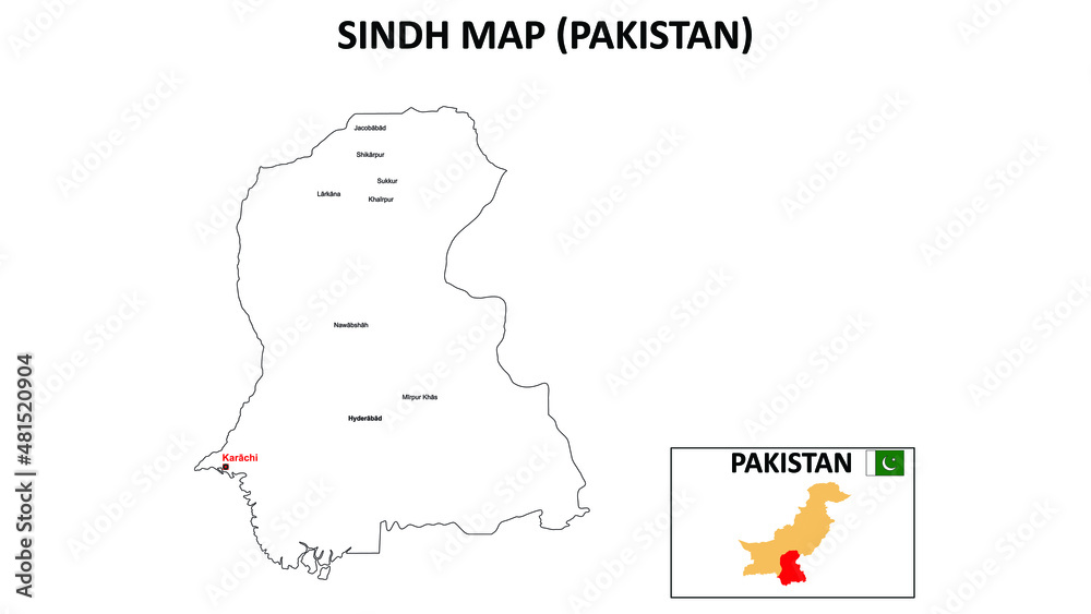 Sindh Map. Sindh Map of Pakistan with color background and all states ...