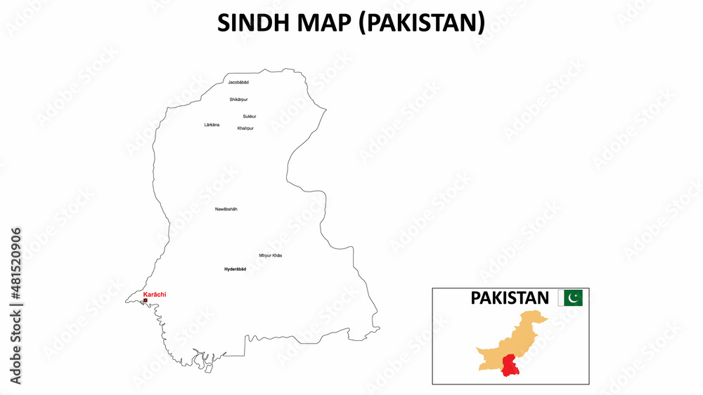 Sindh Map. Sindh Map of Pakistan with color background and all states ...