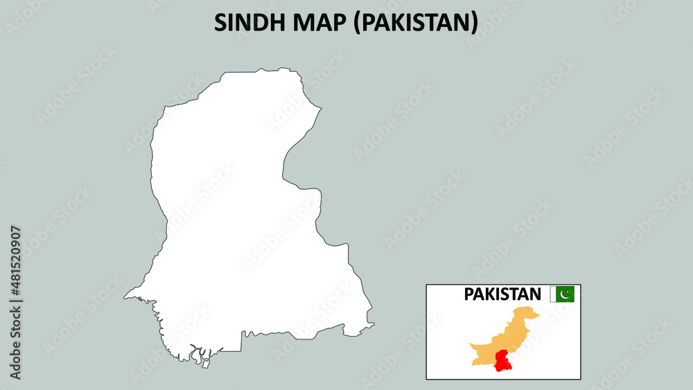 Sindh Map. Sindh Map Pakistan with white background and line map. Stock ...
