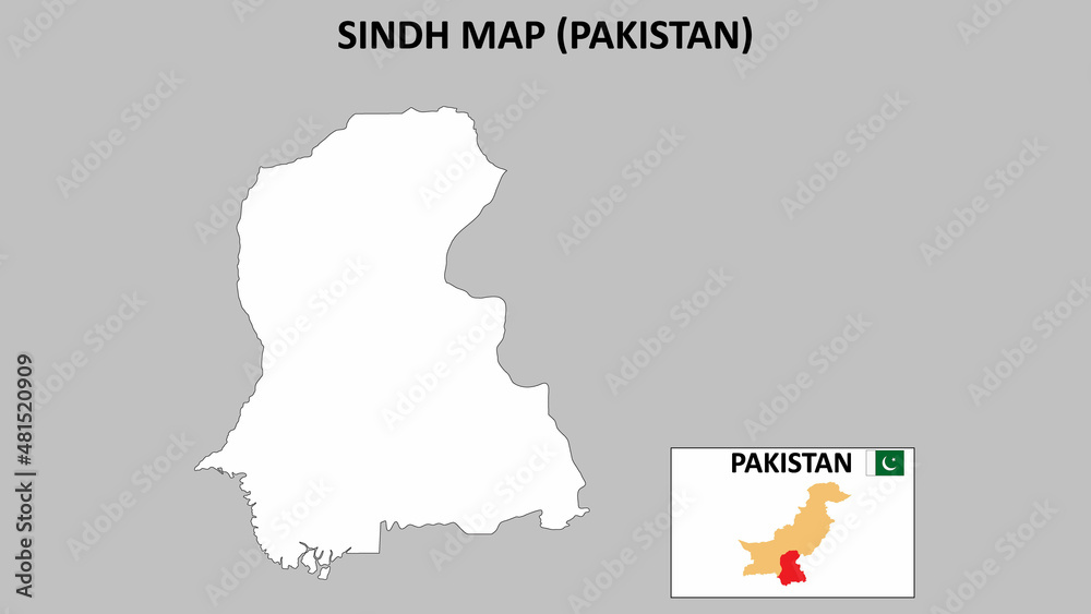 Sindh Map. Sindh Map Pakistan with white background and line map. Stock ...