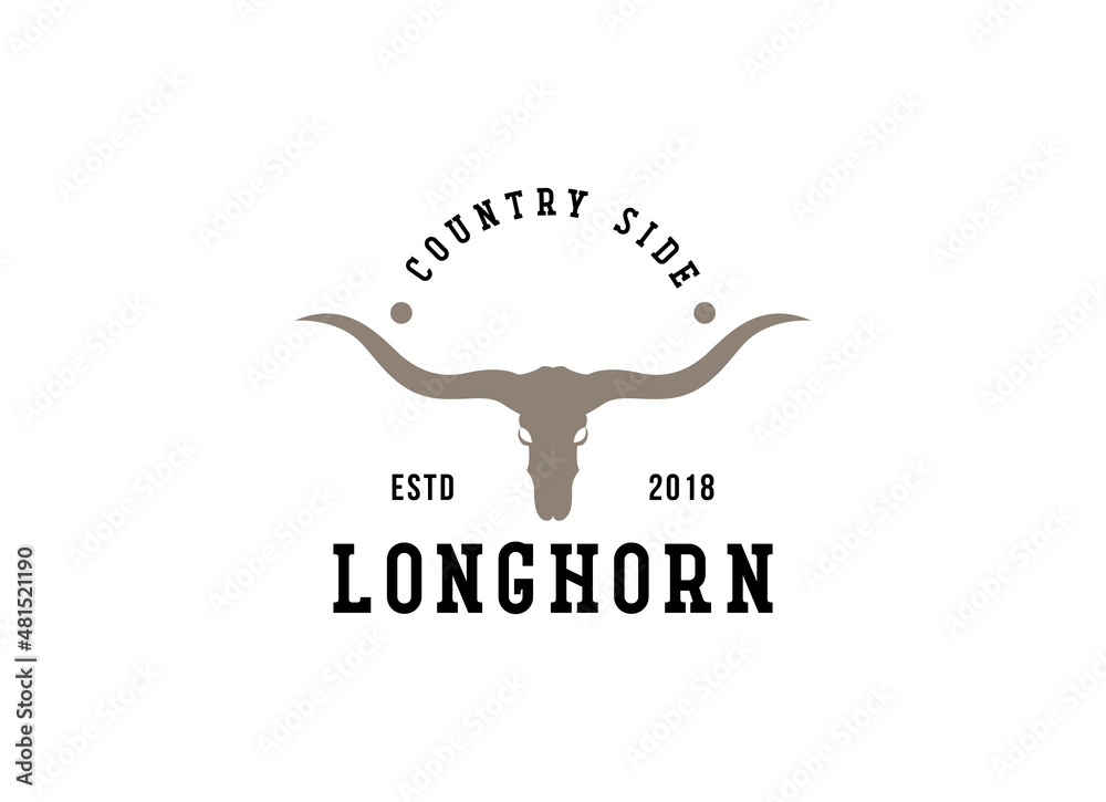 Poster Texas Longhorn, Country Western Bull Cattle Vintage Label Logo ...