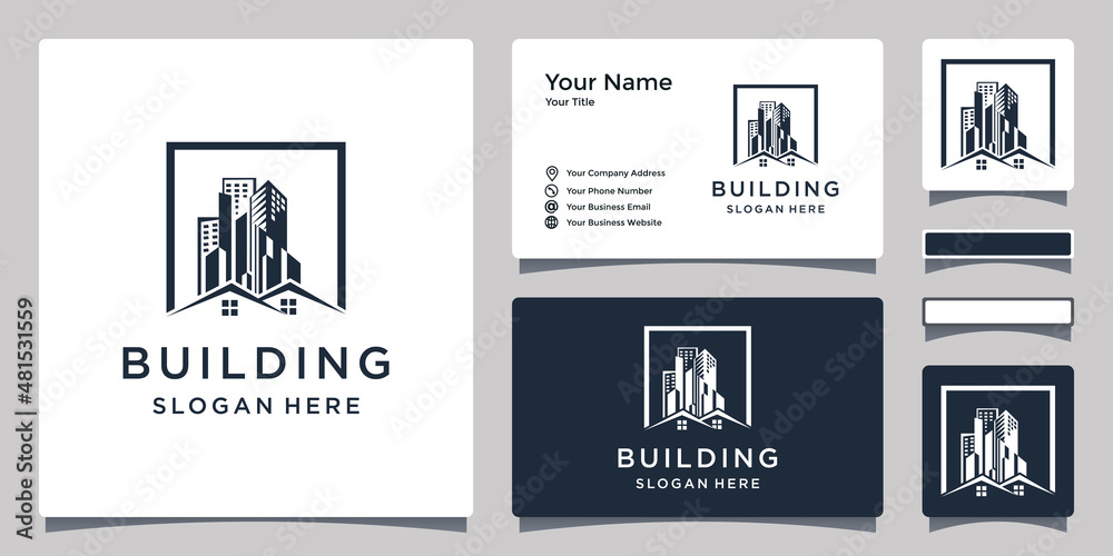 Building construction, modern house and apartment logo design ...