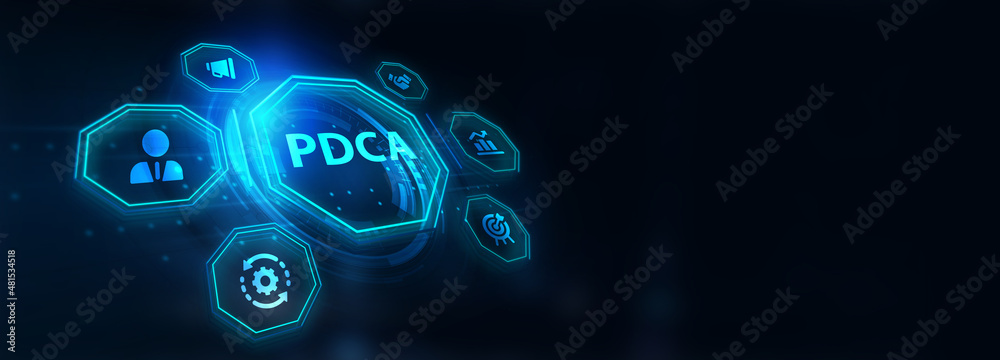 PDCA Plan Do Act Check Business technology concept. Technology ...