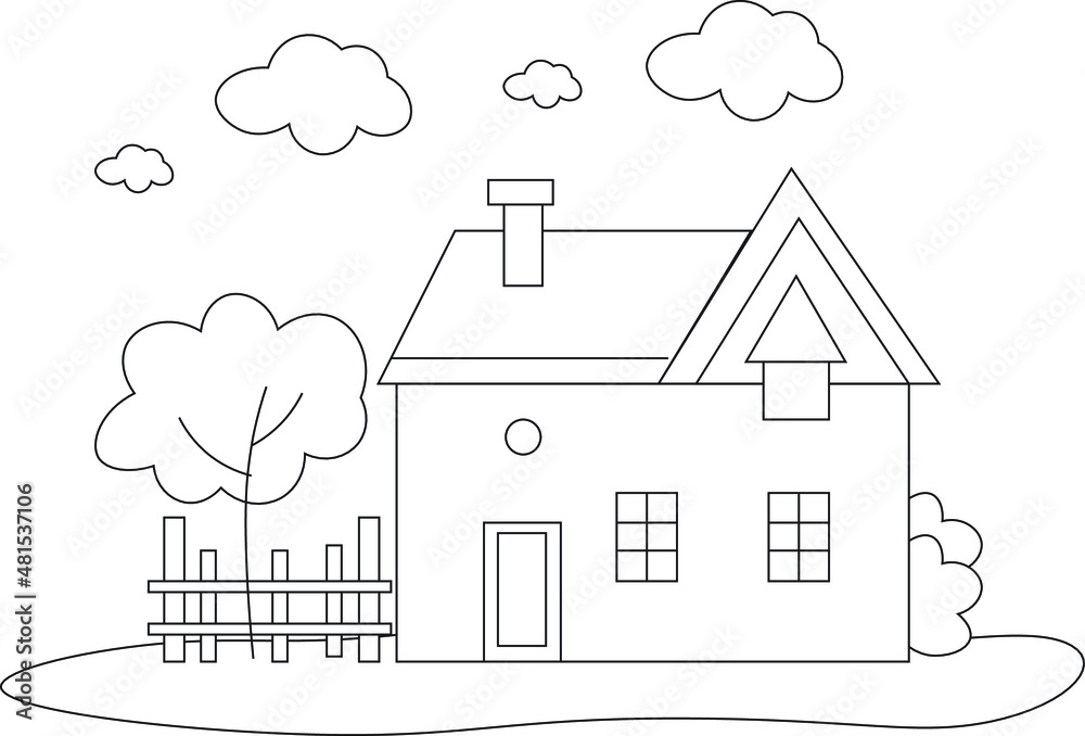 House Coloring Book Page Design. coloring page design. coloring page ...