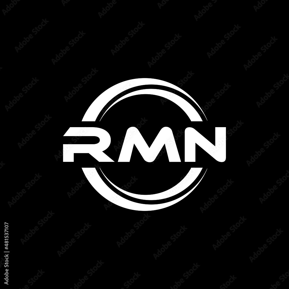 RMN letter logo design with black background in illustrator, vector ...