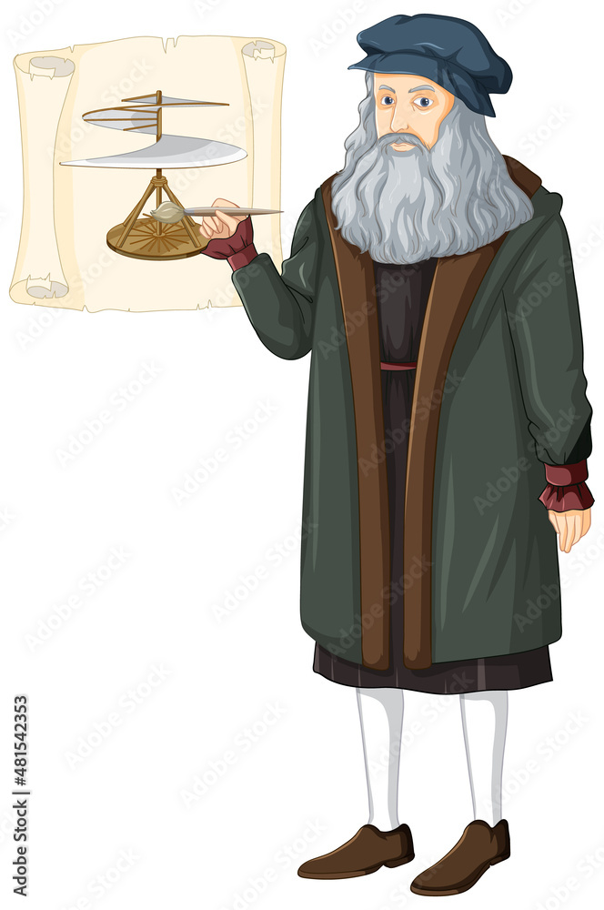 Leonardo da Vinci cartoon character Stock Vector | Adobe Stock