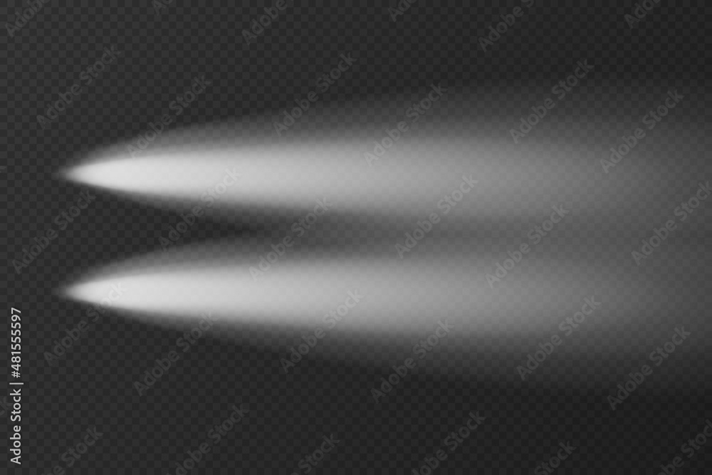 White transparent car head light top view on dark background. Vector ...