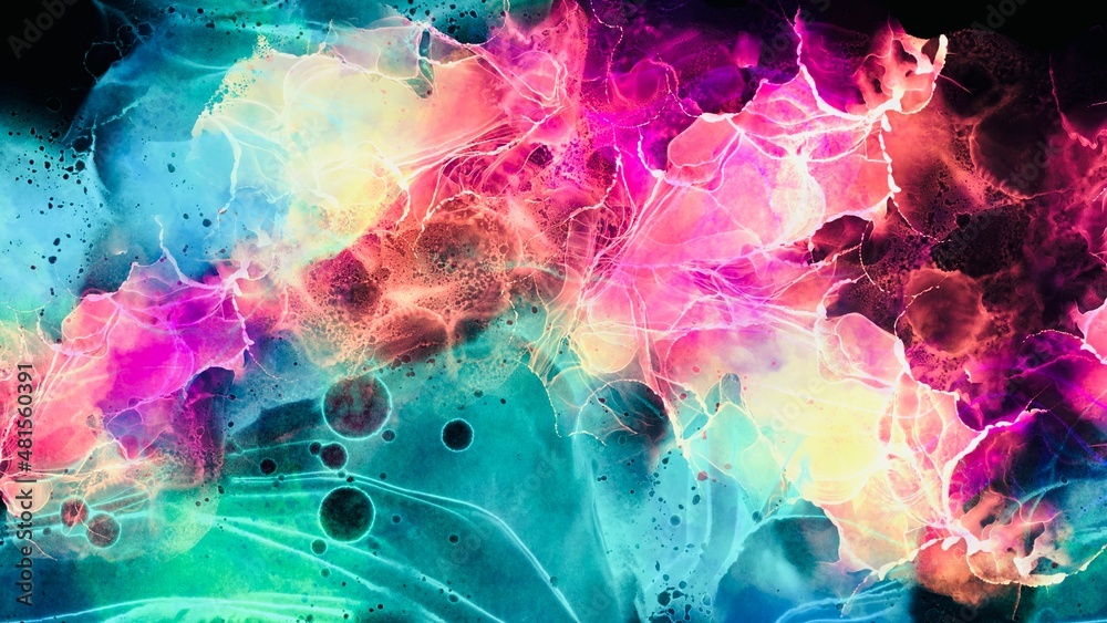 Pink and teal background made with watercolour painting, elegant trendy ...