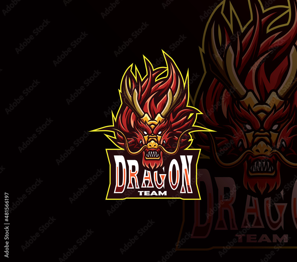 dragon logo mascot vector. dragon charter logo for e-Sports team Stock ...