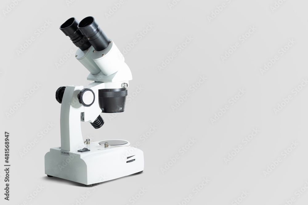 Stereoscopic microscope. Medical, health and biological concept. Using ...