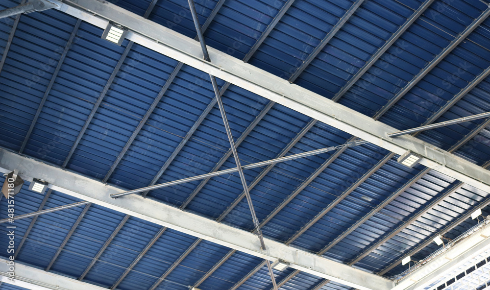 Roof cantilever h beam steel structure. Stock Photo | Adobe Stock