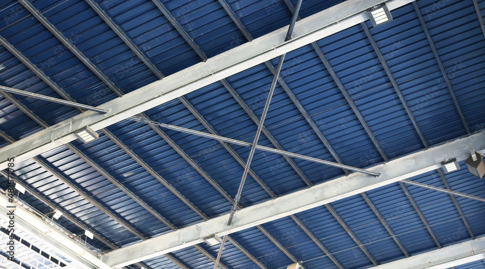 Roof steel beam structure. Stock Photo | Adobe Stock